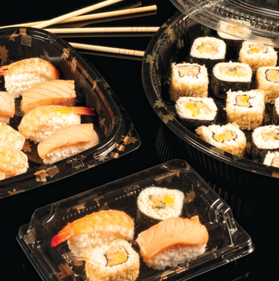 SAKURA SUSHI KFT | Linha Take Away Kraft Preta Decorada | DMC Higiene